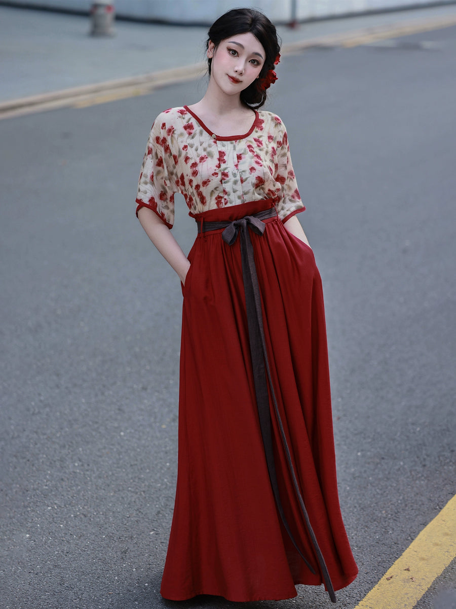 Rose Iced Tea 玫瑰冰茶 - Modern Tang Dynasty Hanfu Outfit (Preorder ...