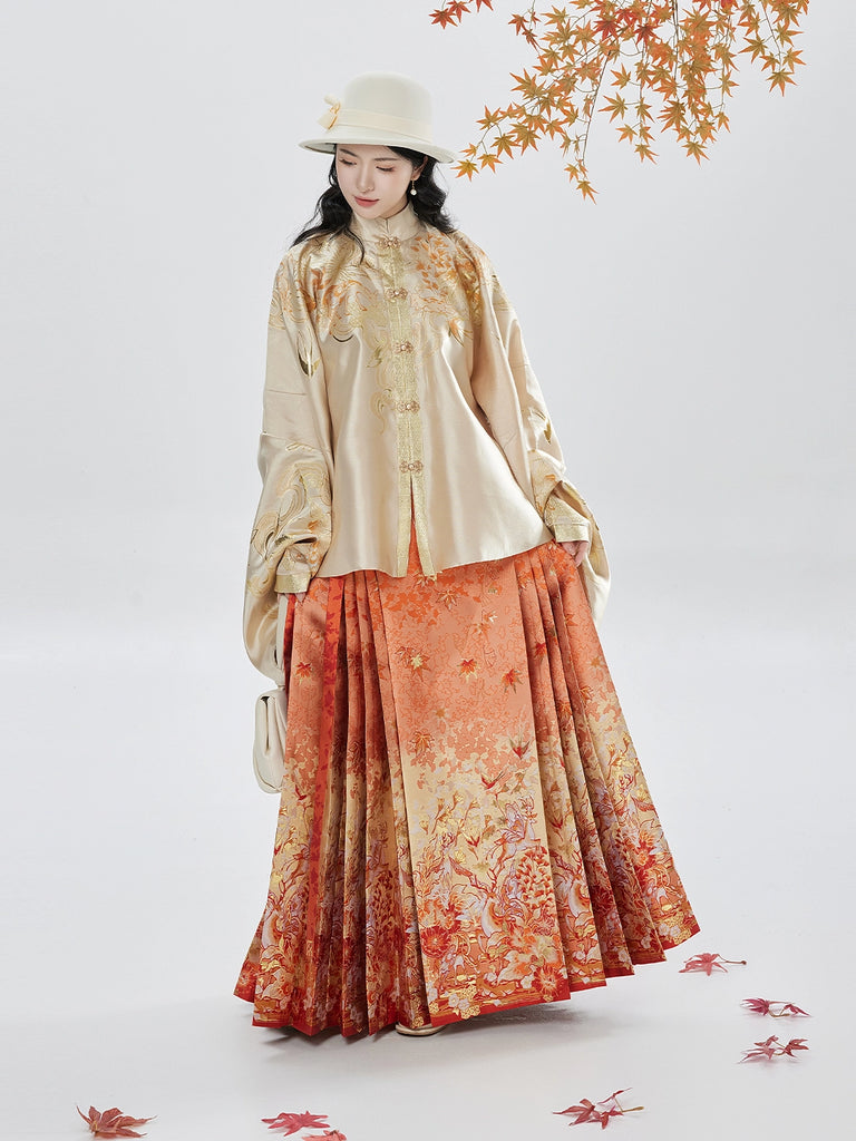 Ming Dynasty Modern Hanfu Set for Women | Pipa Sleeve Top + Mamian ...