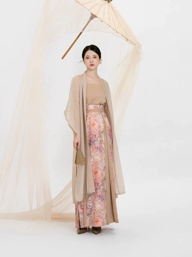 Song Dynasty Modern Hanfu Set with Changgan Temple Beizi and Three Ple ...