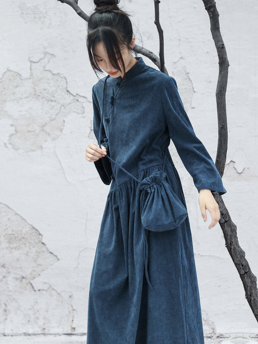 New Chinese Style Long Sleeve Cheongsam Dress - Lang Huan 琅嬛 – Hanfu Story