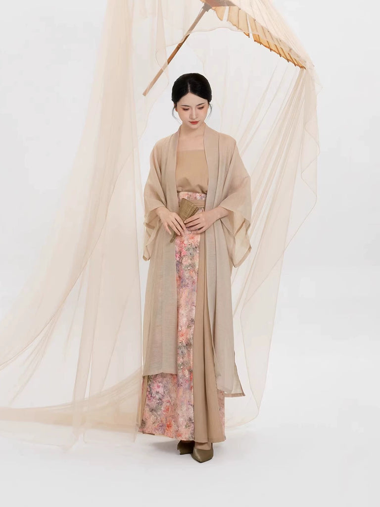 Song Dynasty Modern Hanfu Set with Changgan Temple Beizi and Three Ple ...