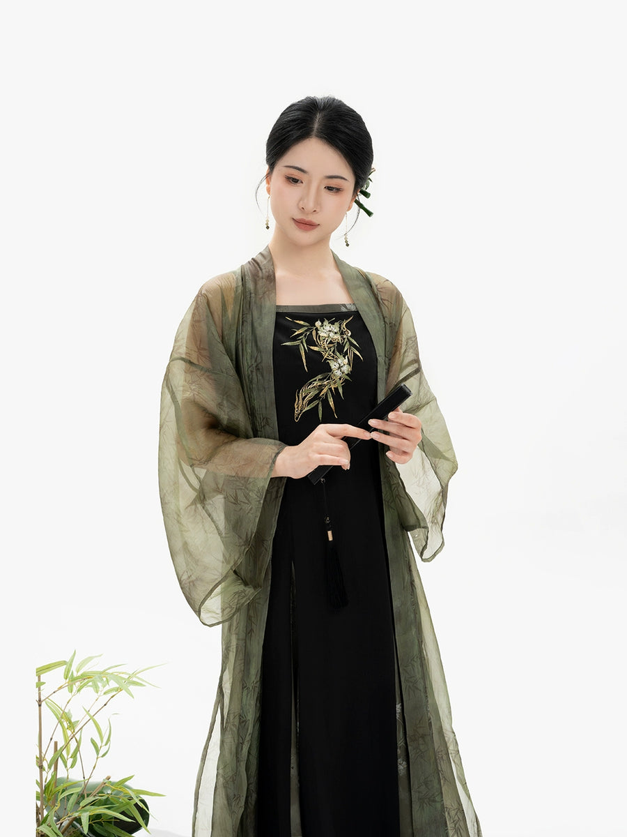 Song Dynasty Modern Hanfu Set with Changgan Temple Beizi and Three Ple ...