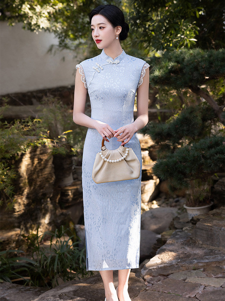 Sleeveless Floral Long Cheongsam | Theodore – Hanfu Story