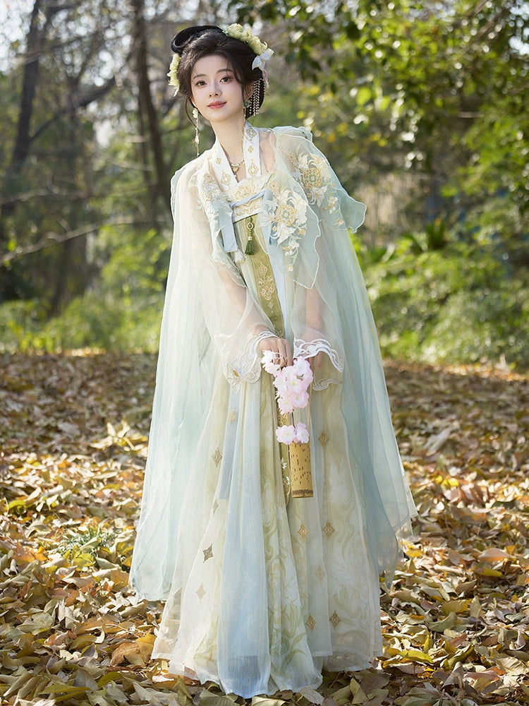 Youlan 幽兰 - Tang Dynasty Style Qixiong Ruqun with Cloak – Hanfu Story