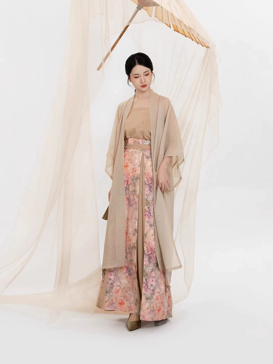 Song Dynasty Modern Hanfu Set with Changgan Temple Beizi and Three Ple ...