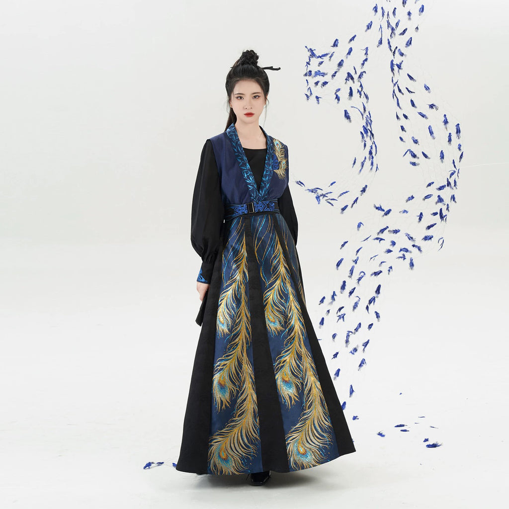 Tang Dynasty Modern Hanfu Set with Beizi Overlay & Flowing Eight-Panel ...