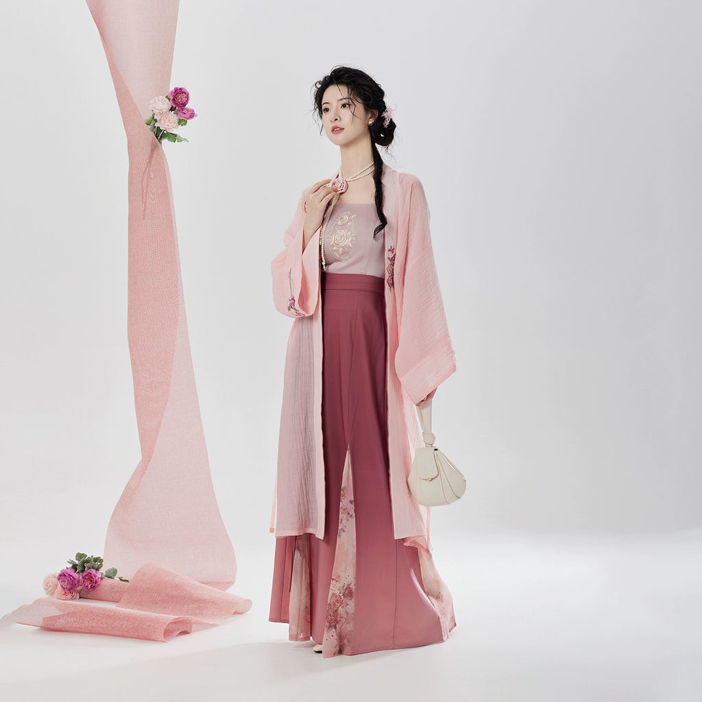 Song Dynasty Modern Hanfu Set with Changgan Temple Beizi and Three Ple ...
