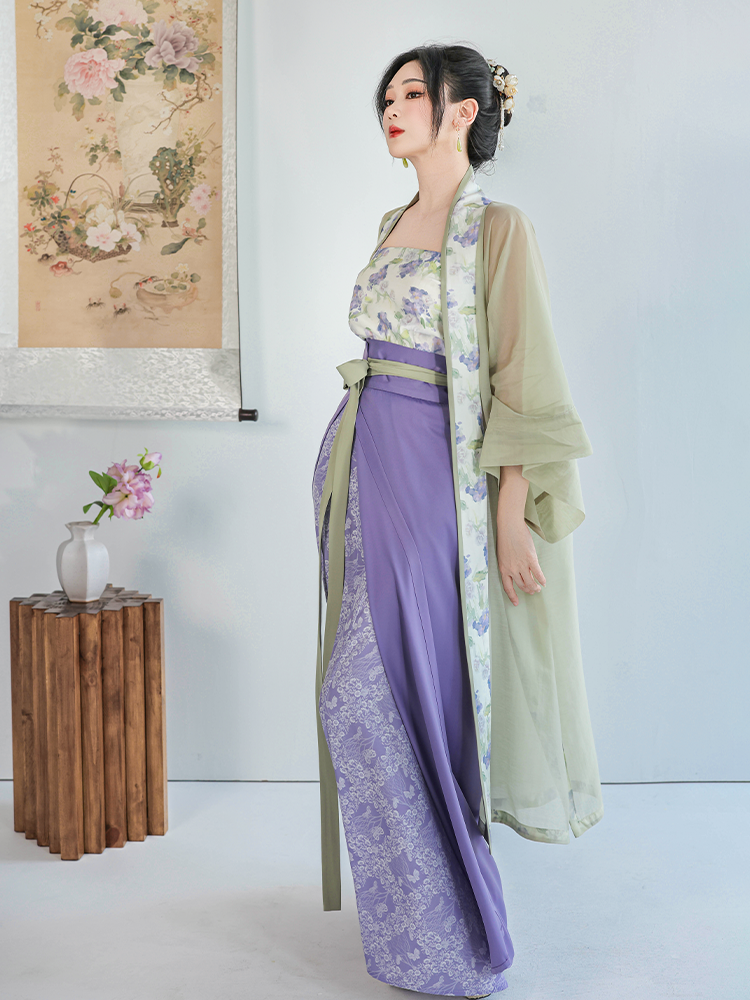 Song Dynasty Modern Hanfu Changgan Temple Beizi and Spiral Skirt - Jas ...