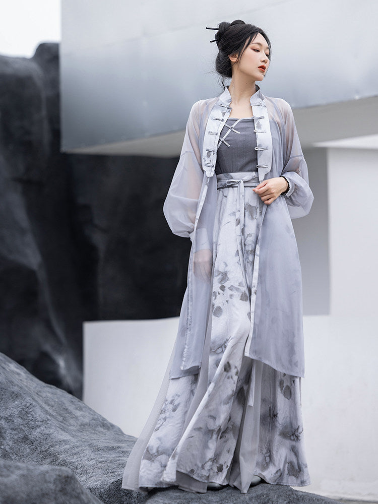 New Chinese Style Sheer Robe and Slip Dress - Wuji 无极 (Preorder ...