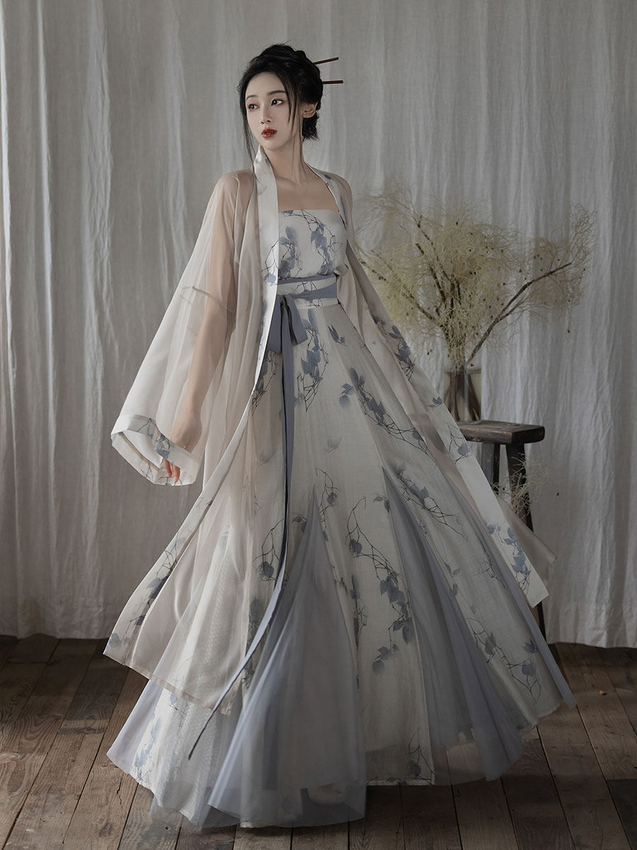 Song Dynasty Modern Hanfu Changgan Temple Jacket and Pleated Skirt - S ...