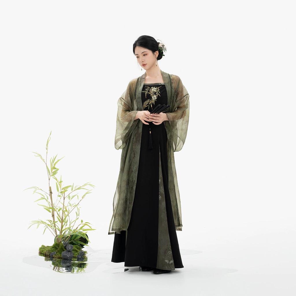 Song Dynasty Modern Hanfu Set with Changgan Temple Beizi and Three Ple ...