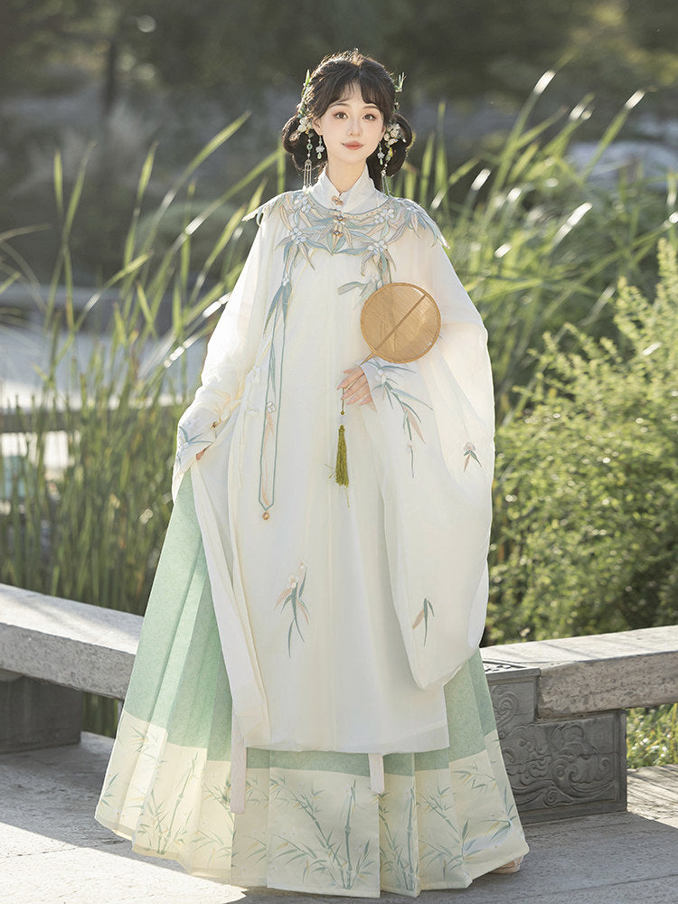 Ming Dynasty Bamboo Leaves Motif Cloud Collar & Mamian Skirt | Yujun 玉 ...