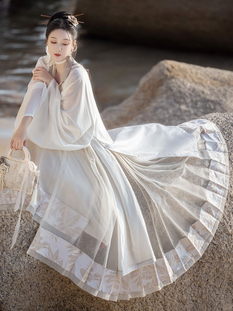 New Chinese Style Tencel Long Robe and Sheer Mamian Skirt Hanfu Set ...