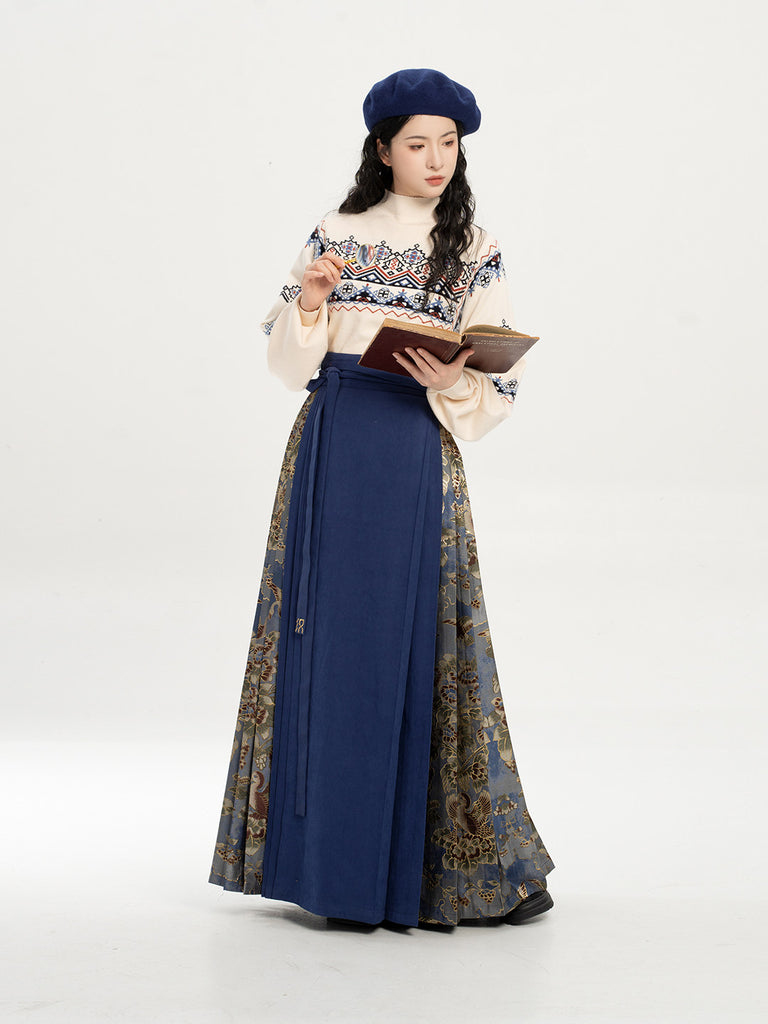 Dunhuang Museum Turtleneck Sweater and Mamianqun Hanfu Set - Pipa Musi ...