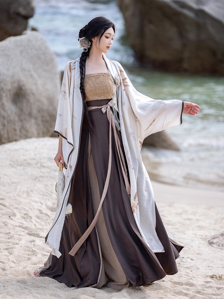 Song Dynasty Modern Hanfu Changgan Temple Beizi and Wrap Skirt - Plant ...