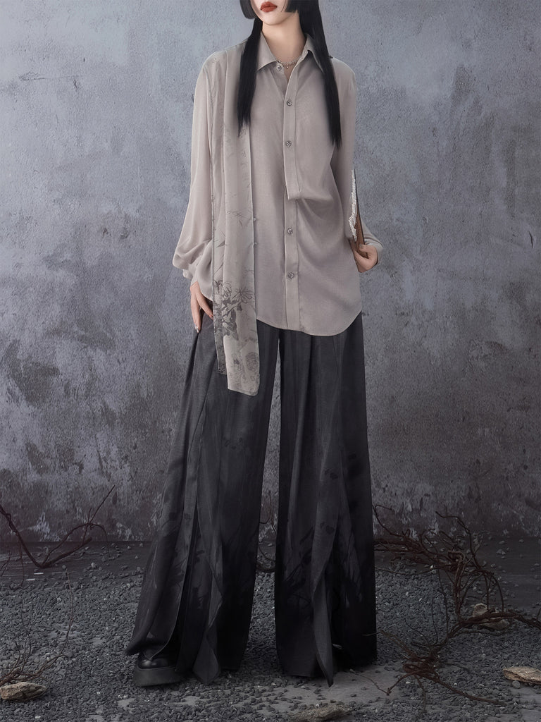 New Chinese Style Drape Long Sleeve Top - Floating Bamboo Leaf 竹叶飘片 (P ...