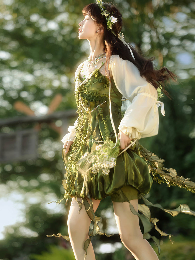 New Chinese Style Forest Green Slip Dress and Cardigan for Summer - Wi ...