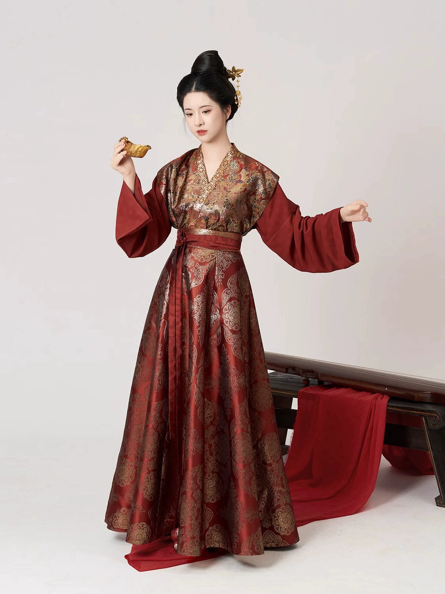 Tang Dynasty Hanfu, Qiyao Ruqun, Beizi, Thousands of Years 千秋万载 (Preor ...
