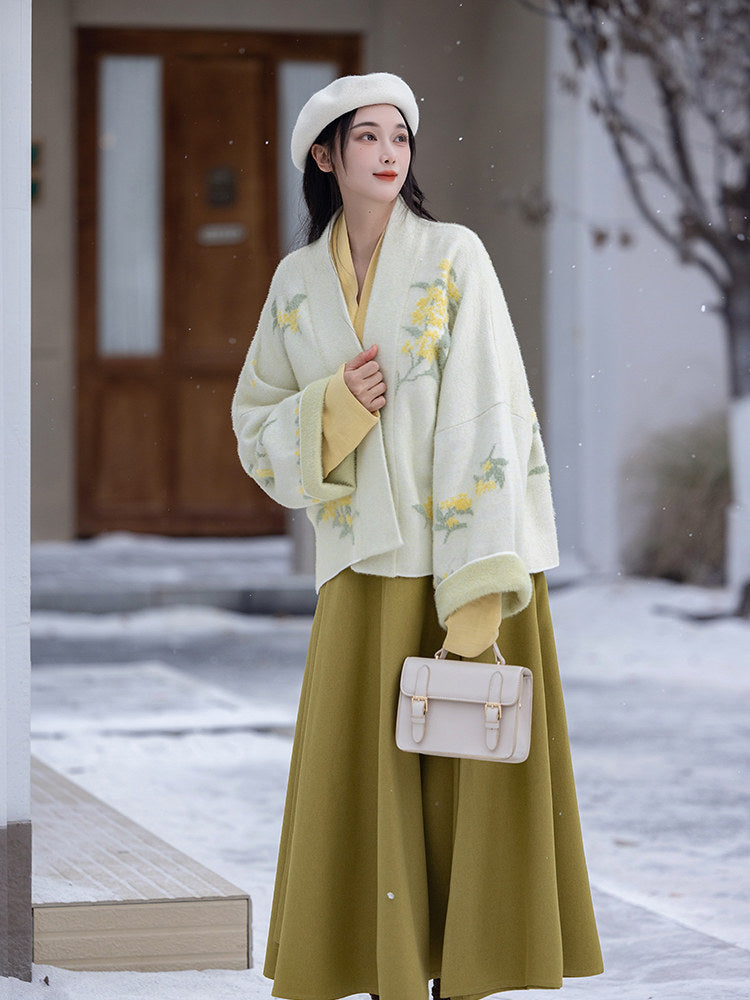 Song Dynasty Modern Hanfu Winged Sleeve Top and Wrap Skirt for Autumn ...