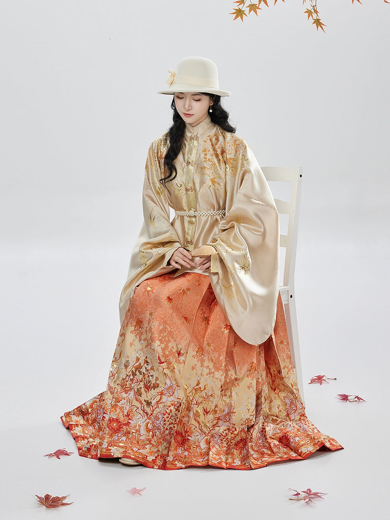 Ming Dynasty Modern Hanfu Set for Women | Pipa Sleeve Top + Mamian ...