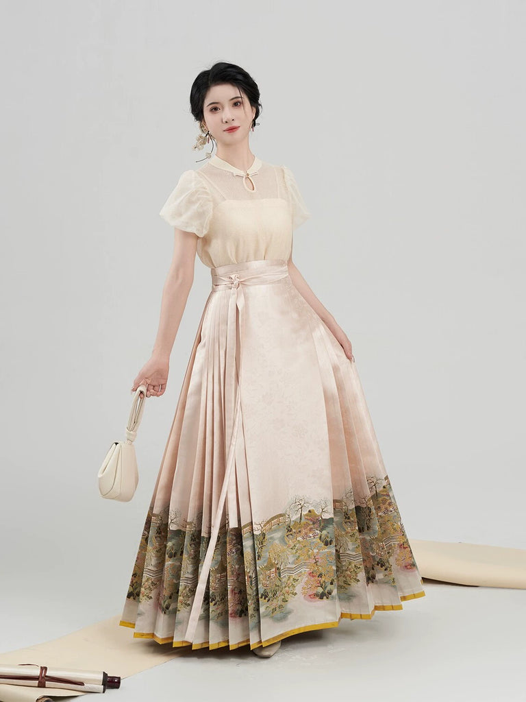 Chinese Blouse & Mamian Skirt Outfit | Nanpu 南浦 – Hanfu Story