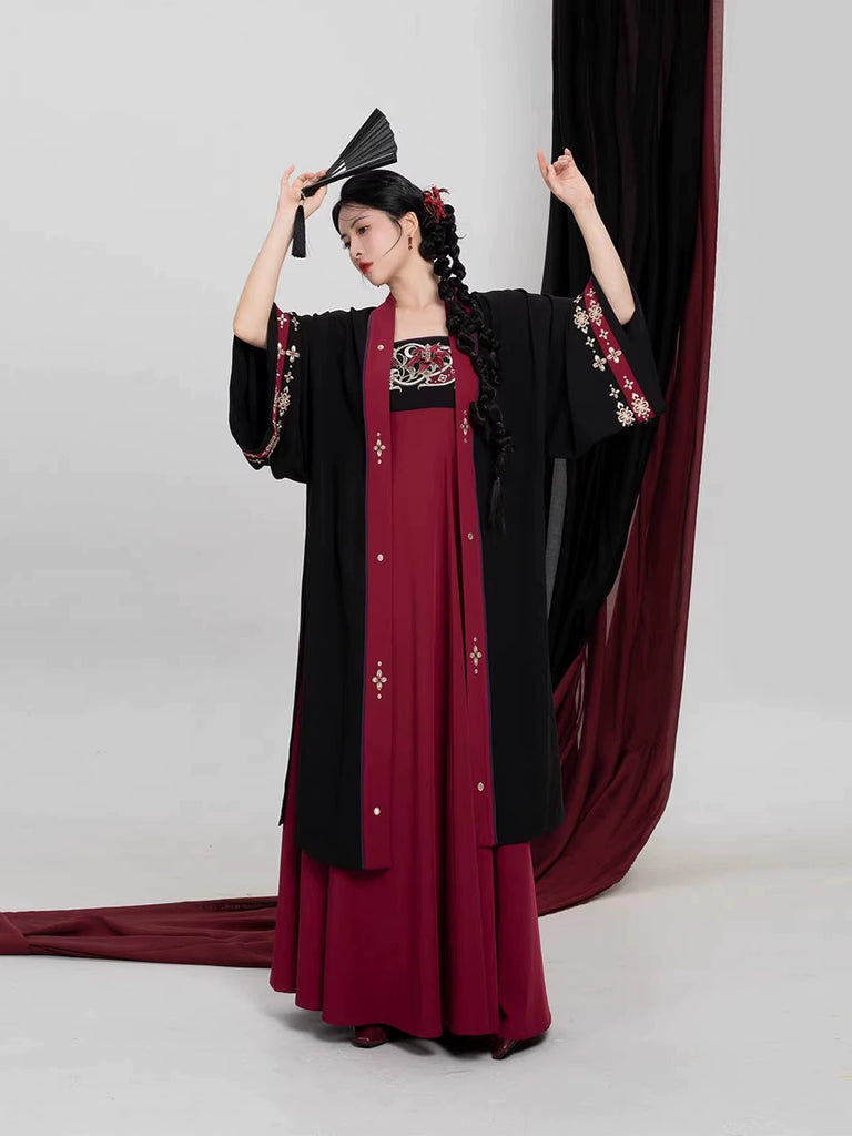Tang Dynasty Modern Hanfu Set Changgan Temple Beizi and Slip Dress - C ...