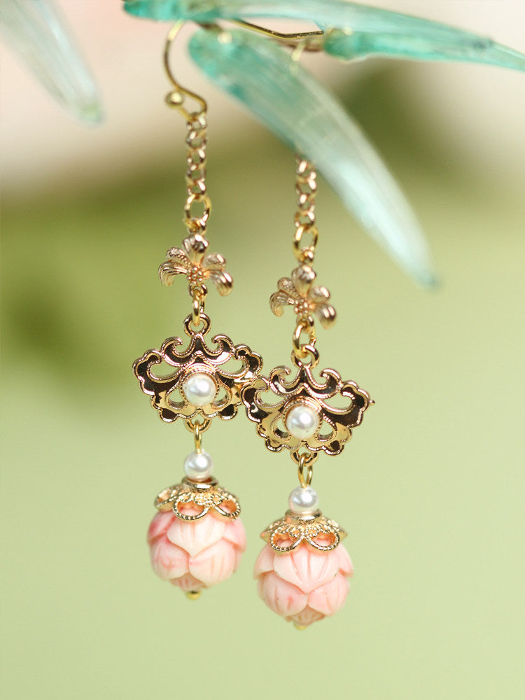 Regal Rose Earrings | Hanfu Jewelry – Hanfu Story