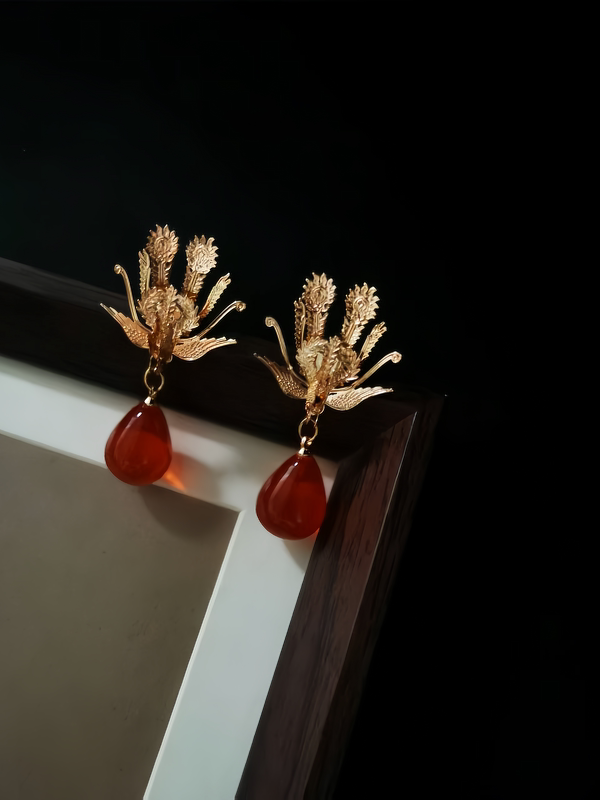 Ruby Phoenix Earrings | Hanfu Jewelry – Hanfu Story
