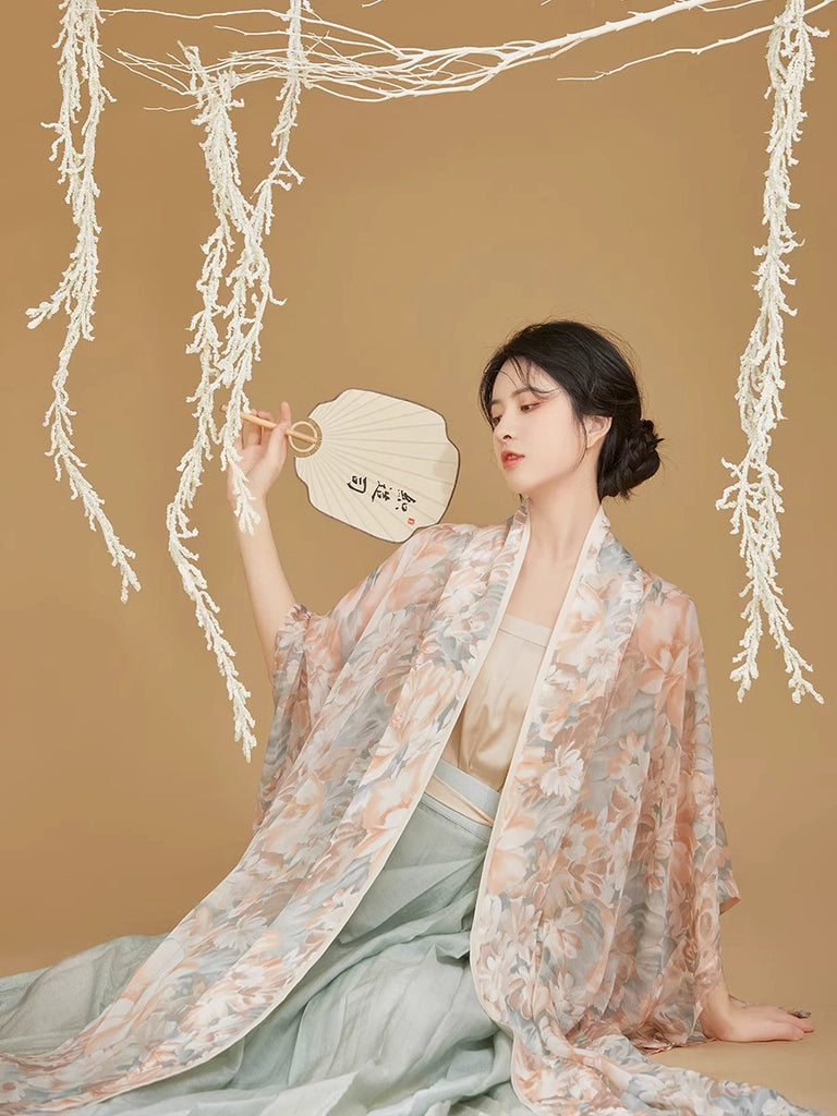 Song Dynasty Modern Hanfu Set with Changgan Temple Beizi and Pleated S ...