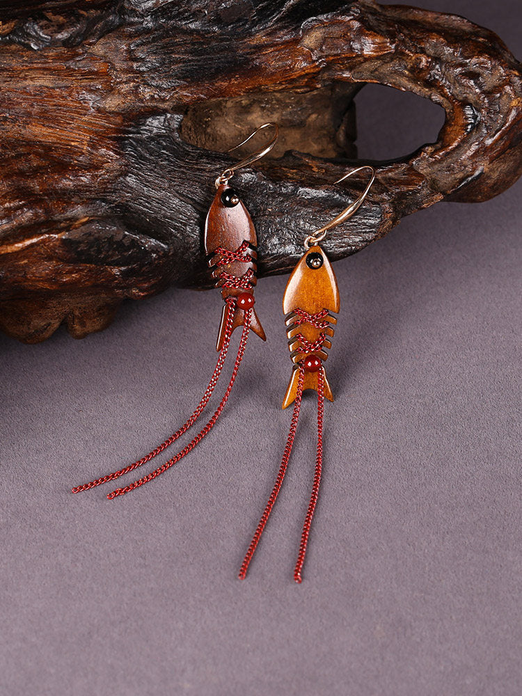 Wooden Fish DanglingEarrings | Cheongsam Jewelry – Hanfu Story