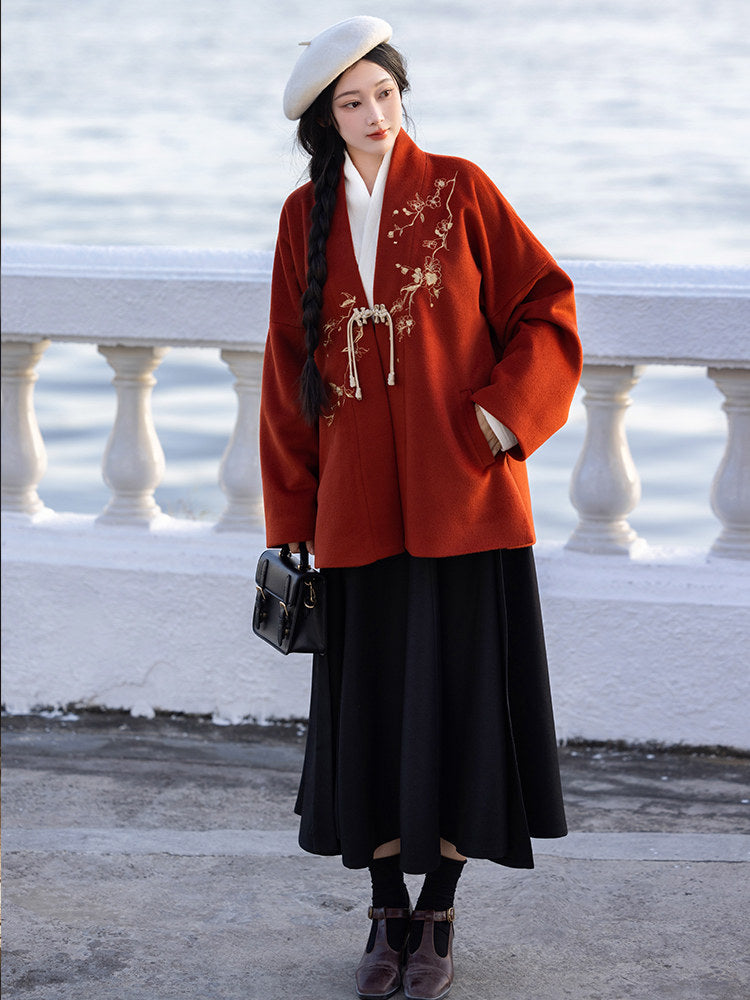 Song Dynasty Modern Hanfu Winged Sleeve Top and Wrap Skirt for Autumn ...