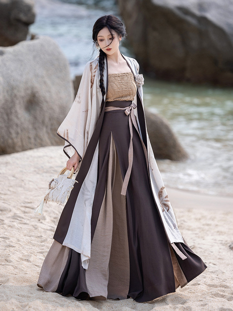 Song Dynasty Modern Hanfu Changgan Temple Beizi and Wrap Skirt - Plant ...