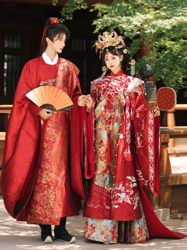 Ming Dynasty Chinese Wedding Hanfu Couple Set | Union of Phoenix & Qil ...