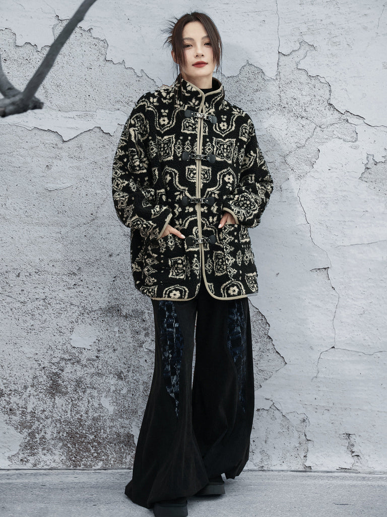 New Chinese Style Ancient Printed Pattern Wool Coat - Yihan 屹寒 – Hanfu ...