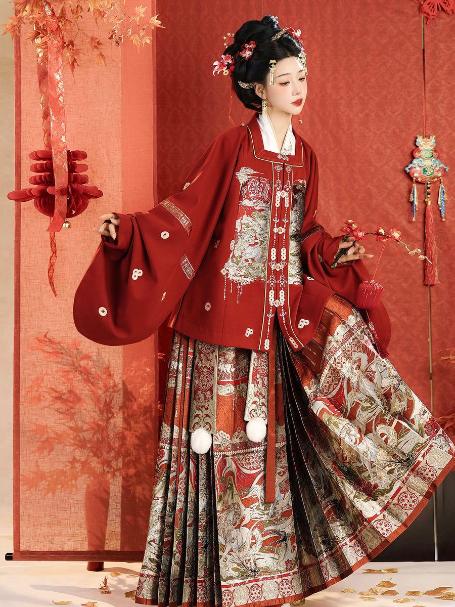 Festive Ming Dynasty Chinese New Year Hanfu - Charming Horse 骏燕迎新 (Yea ...