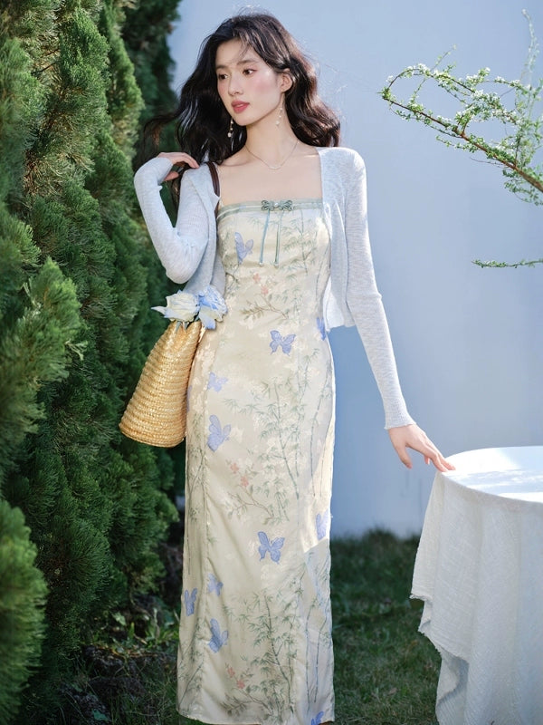 Mist Butterflies - New Chinese Style Floral Sundress – Hanfu Story