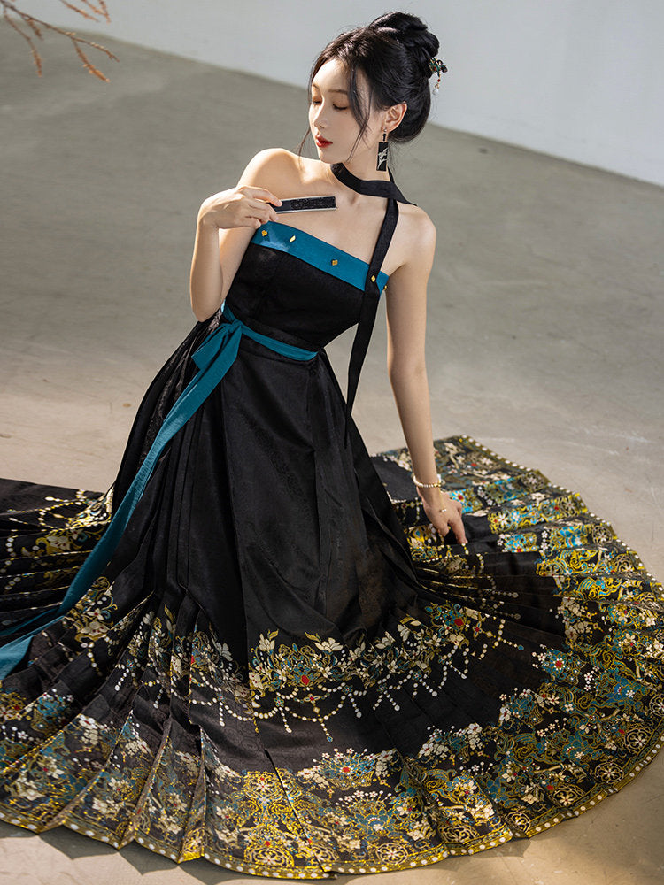 Ming Dynasty Modern Hanfu Bustier and Mamianqun - Phoenix Feather 凤翎羽 ...