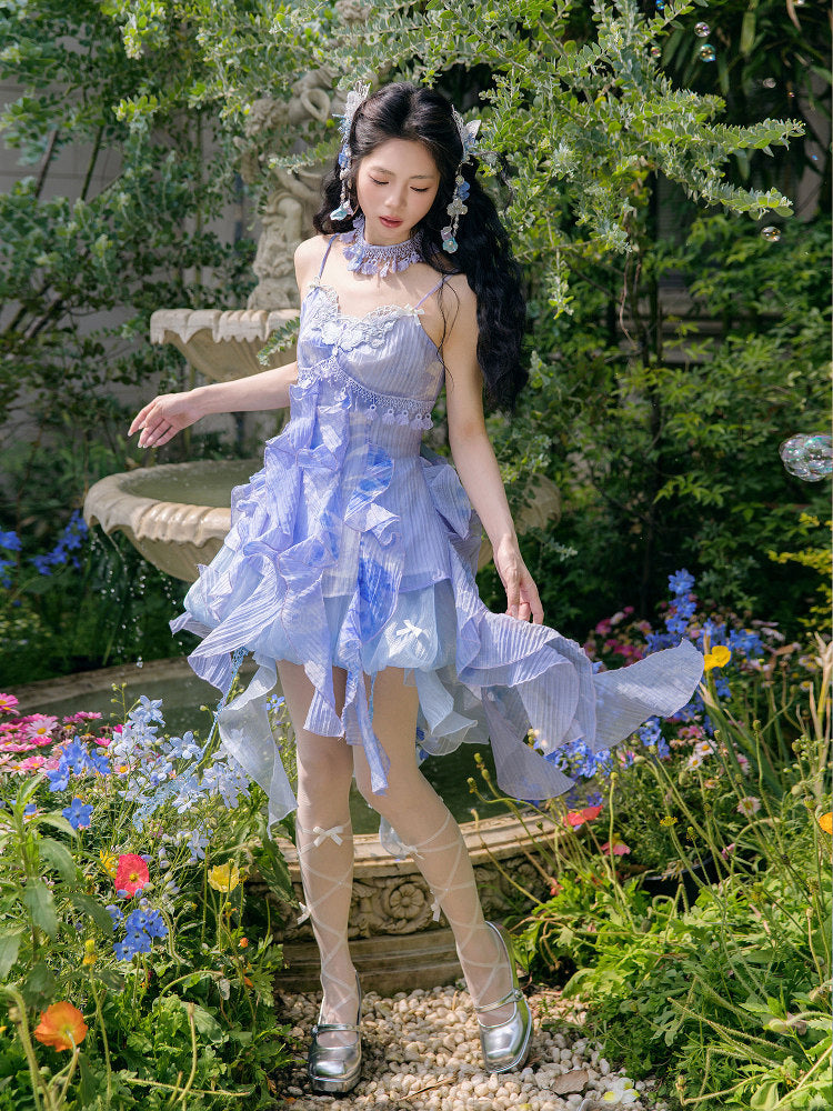 New Chinese Style Fairy Summer Slip Dress - Blue Moon Lake 海月浴兰 – Hanfu ...