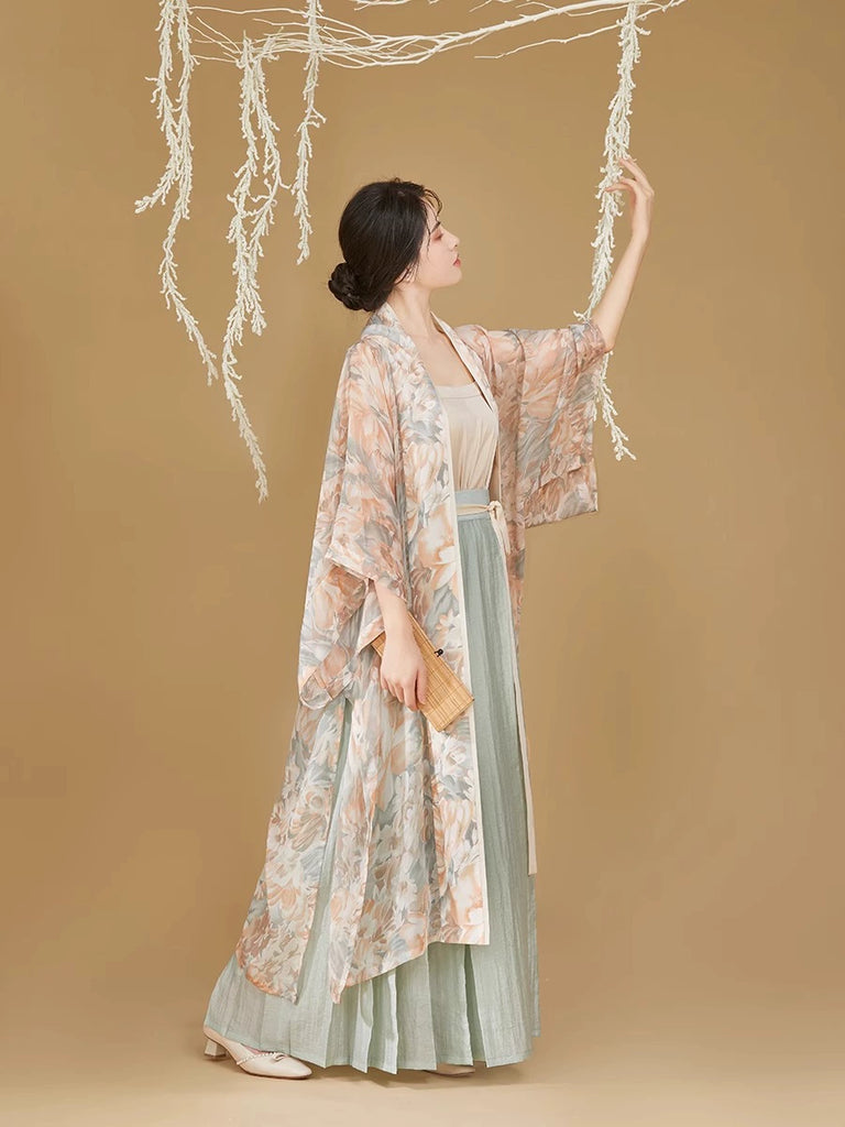 Song Dynasty Modern Hanfu Set with Changgan Temple Beizi and Pleated S ...