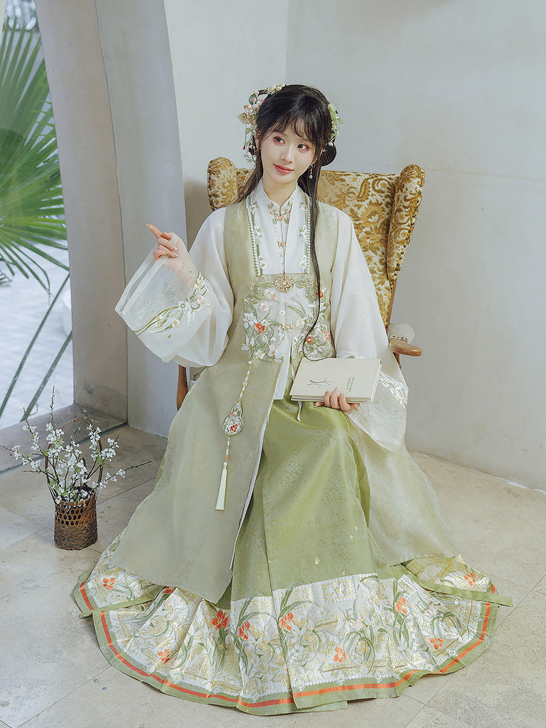Ming Dynasty Spring Hanfu Outfit with Bijia & Mamian Skirt | Spring Re ...