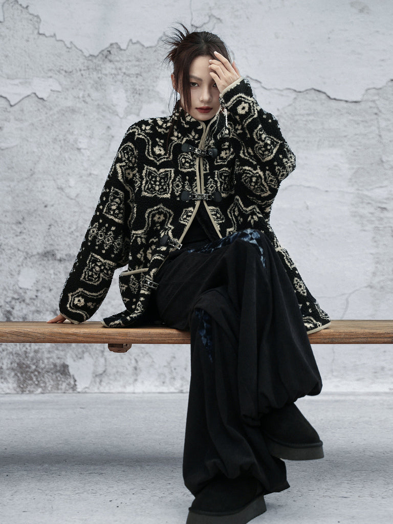 New Chinese Style Ancient Printed Pattern Wool Coat - Yihan 屹寒 – Hanfu ...