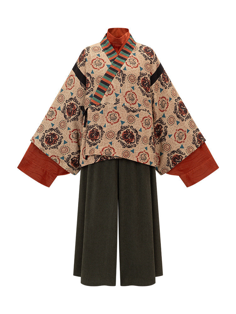 Jin Dynasty Modern Hanfu Shirt with Culottes and Cardigan - Strong Win ...
