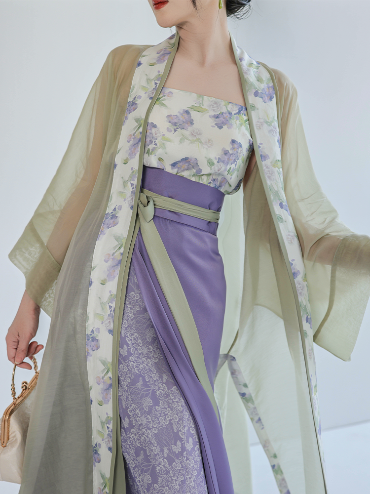 Song Dynasty Modern Hanfu Changgan Temple Beizi and Spiral Skirt - Jas ...