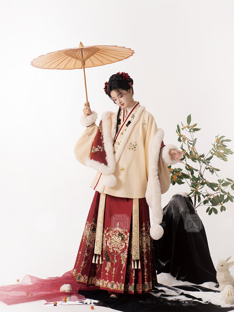 Ming Dynasty Chinese New Year Festival Hanfu Set - Fortune Cat 喵运亨通 (P ...