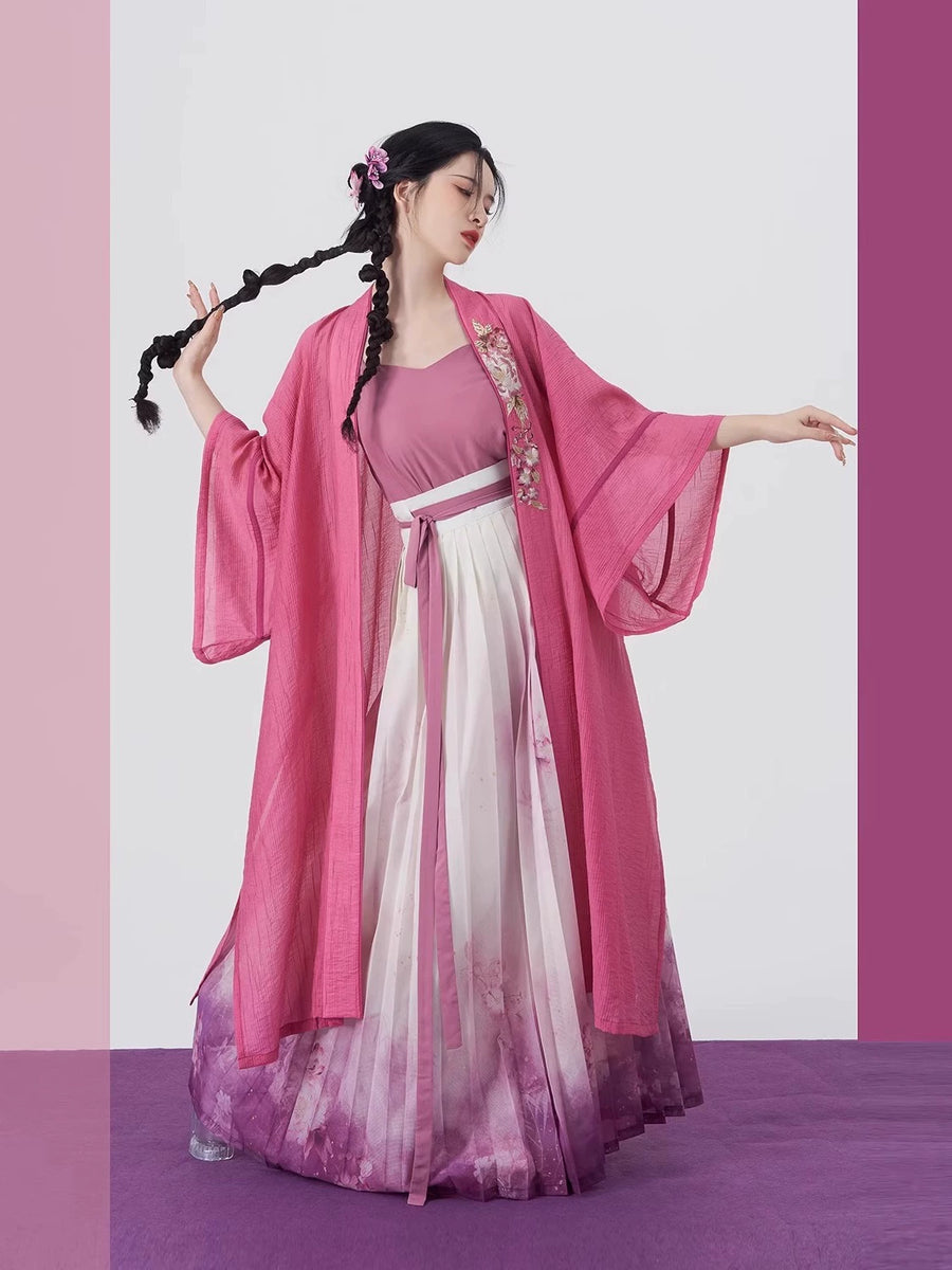 Song Dynasty Modern Hanfu Set with Changgan Temple Beizi and Wrap Skir ...