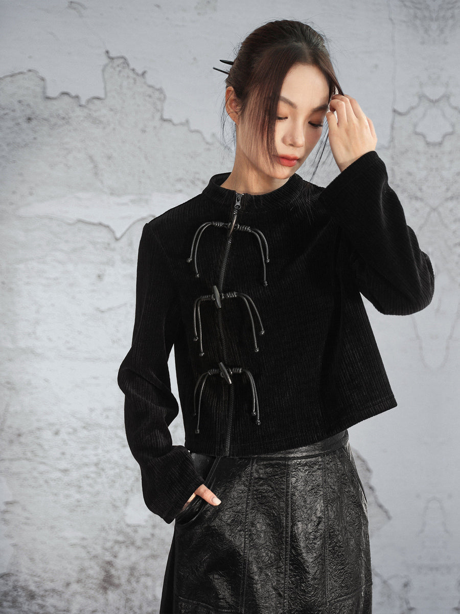 New Chinese Style Vertical Striped Chenille Knitted Sweater – Hanfu Story