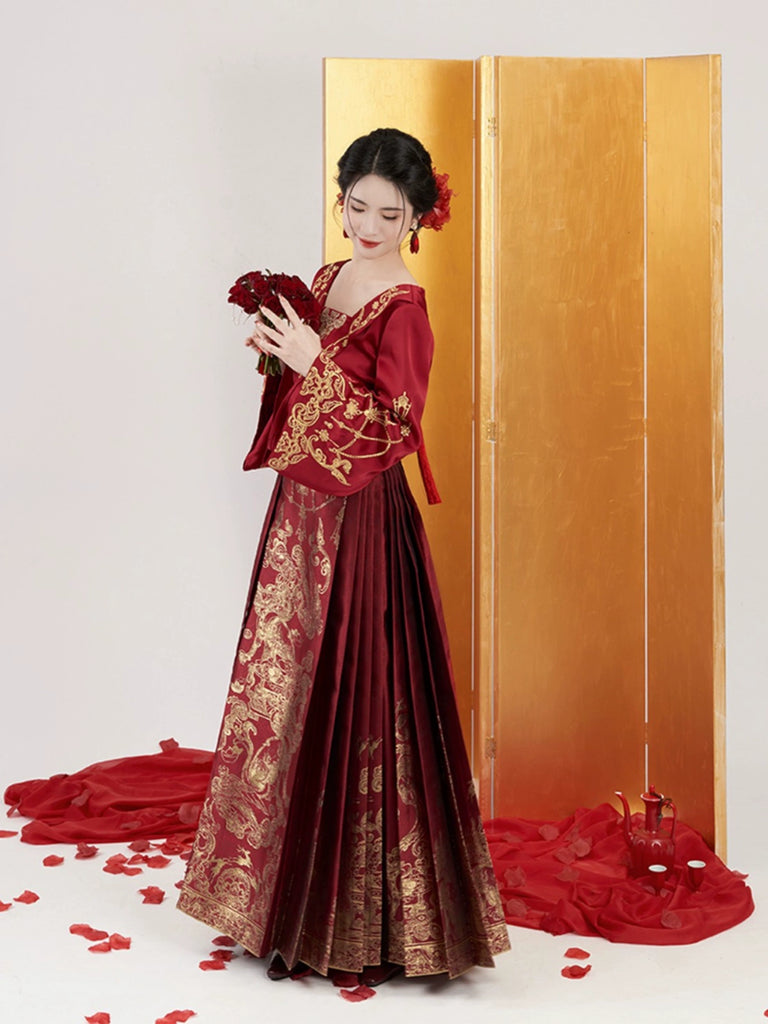 Ming Dynasty New Chinese Wedding Hanfu Bridal Tea Ceremony Outfit - Zh ...