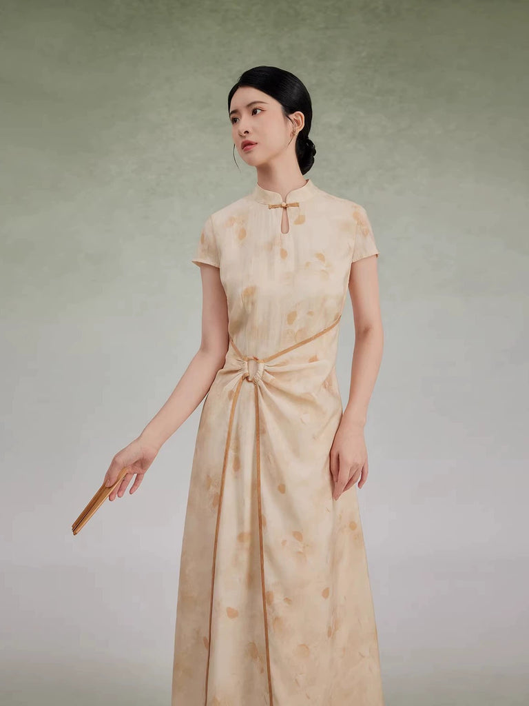 New Chinese Style Short Sleeve Asymmetrical Qipao Maxi Dress - Wanting ...