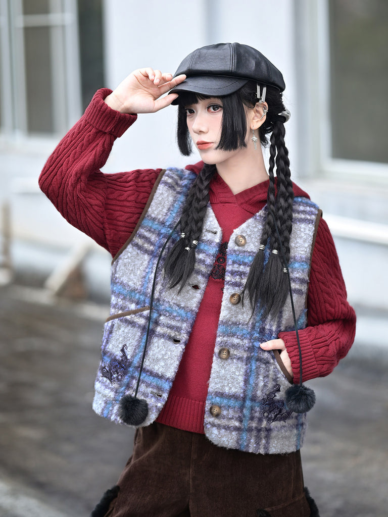 New Chinese Style Embroidery Red Cropped Hooded Sweater - Lucky Bat 福蝠 ...