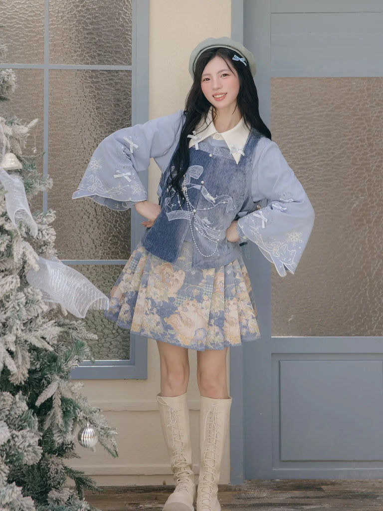 Ming Dynasty Modern Hanfu Bijia and Mini Mamianqun - Snow and Frost Ca ...